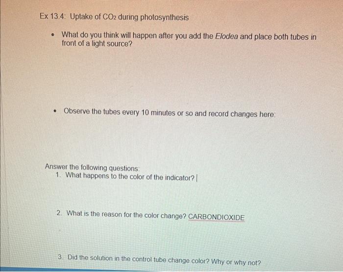 Solved Ex 13.4. Uptake of CO2 during photosynthesis - What | Chegg.com