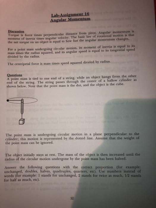 Solved Lab-Assignment 16 Angular Momentum Discussion Torque | Chegg.com