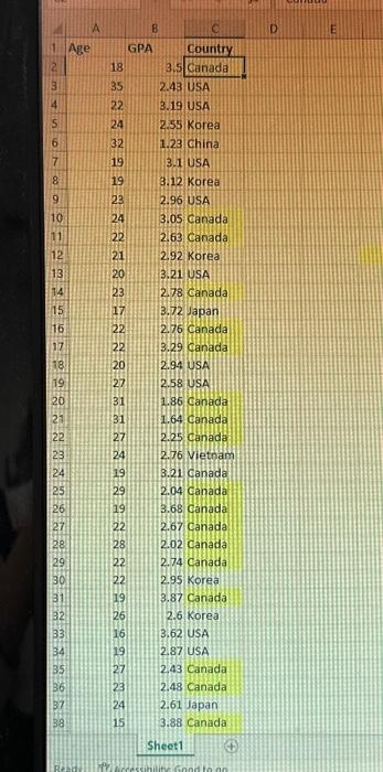 Solved Use the MS Excel file named students.xlsx to answer | Chegg.com