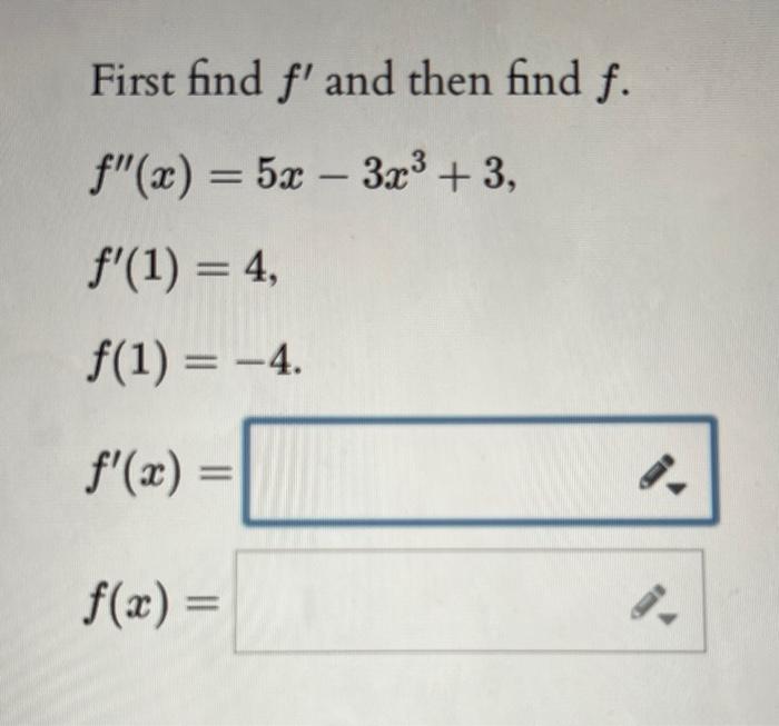 Solved First find f′ and then find f. | Chegg.com
