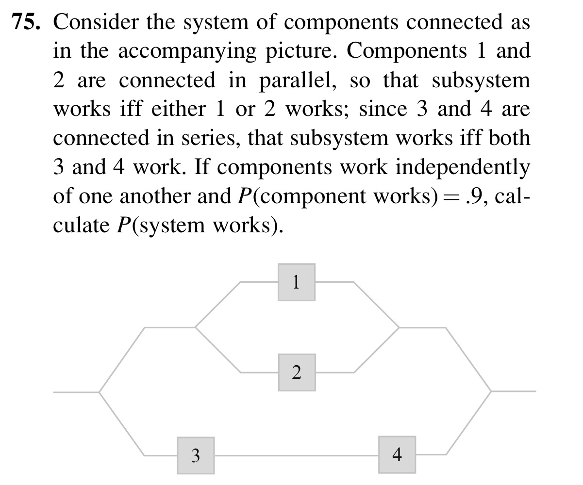 Solved 75. ﻿Consider the system of components connected as | Chegg.com
