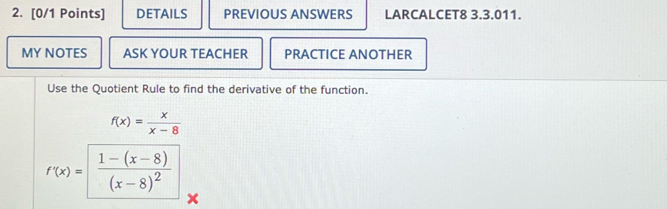 Solved [0/1 ﻿Points]PREVIOUS ANSWERSLARCALCET8 3.3.011.Use | Chegg.com