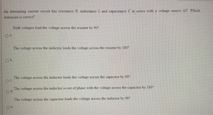 Solved An Alternating Current Circuit Has Resistance R