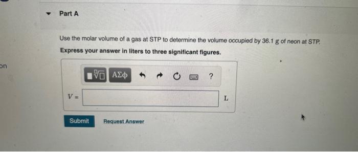 Solved Use the molar volume of a gas at STP to determine the | Chegg.com