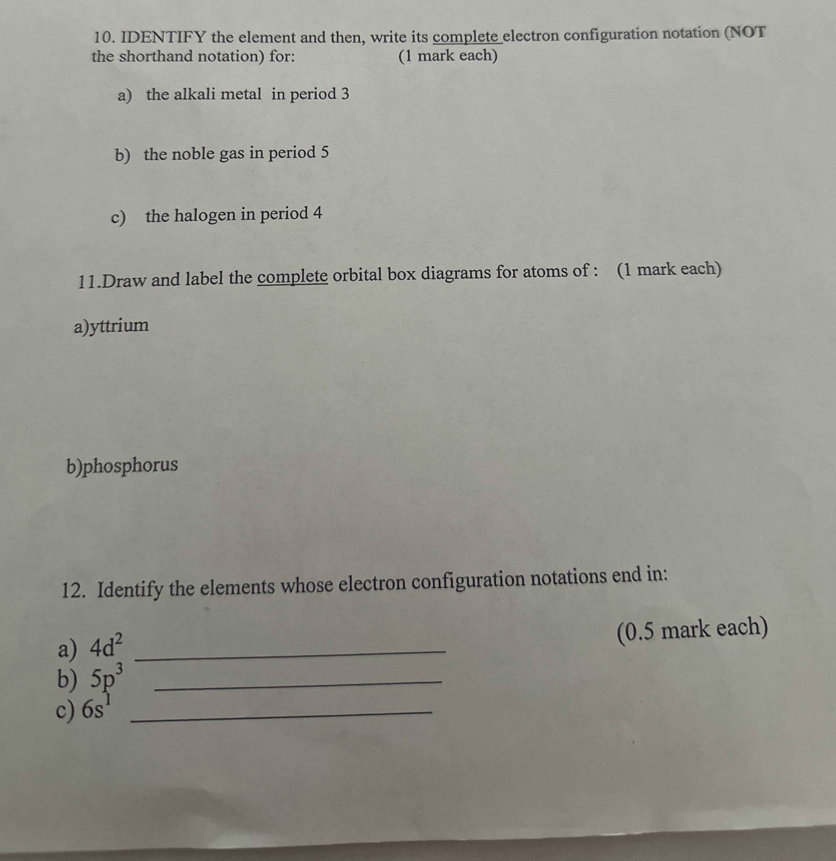 Solved IDENTIFY the element and then, write its complete | Chegg.com