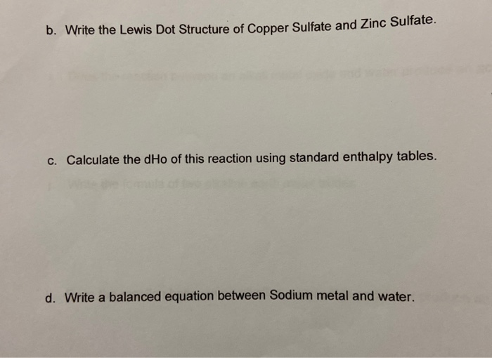 Solved b. Write the Lewis Dot Structure of Copper Sulfate | Chegg.com