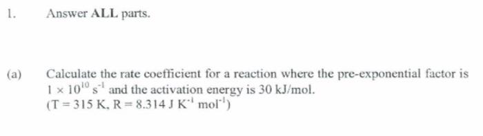 Solved Struggling a bit to find rate coefficient for a | Chegg.com