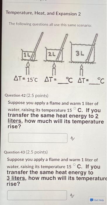 Solved Temperature, Heat, and Expansion 2 The following | Chegg.com