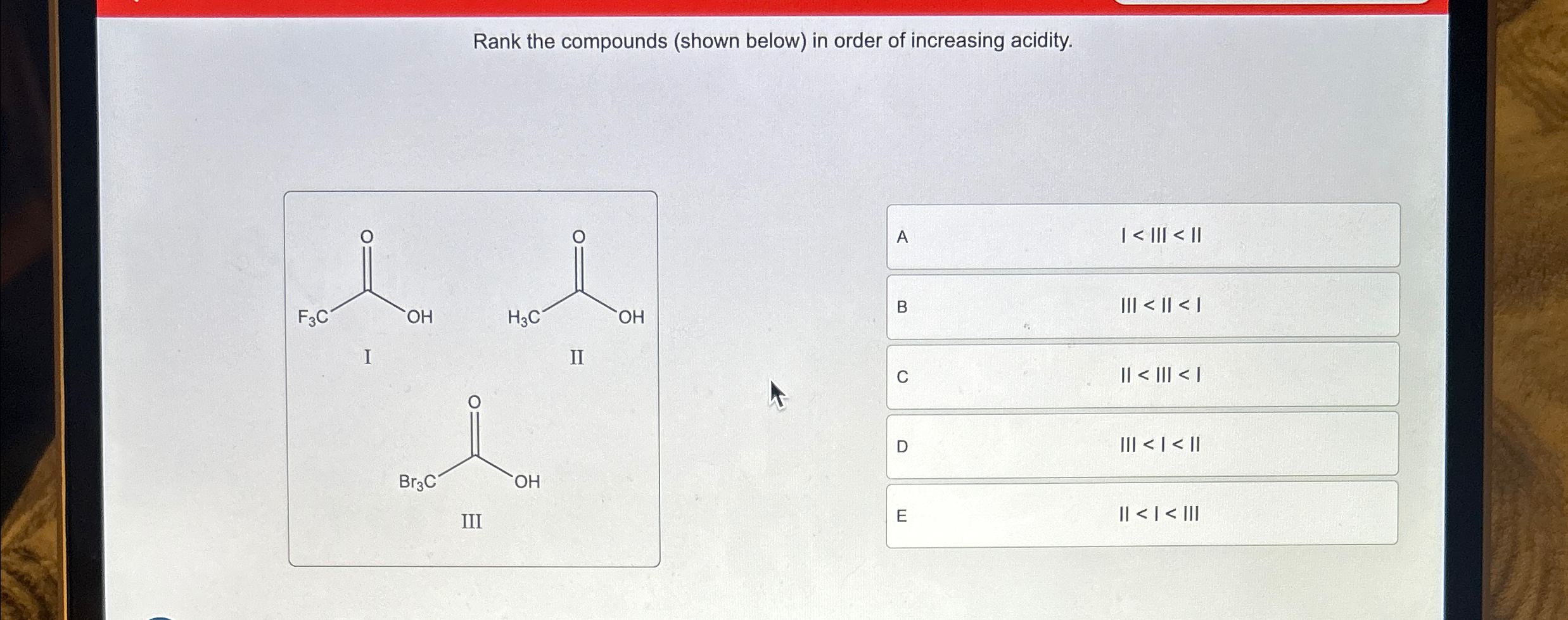 Solved Rank the compounds (shown below) in order of | Chegg.com Solved Rank the compounds (shown below) in order of | Chegg.com