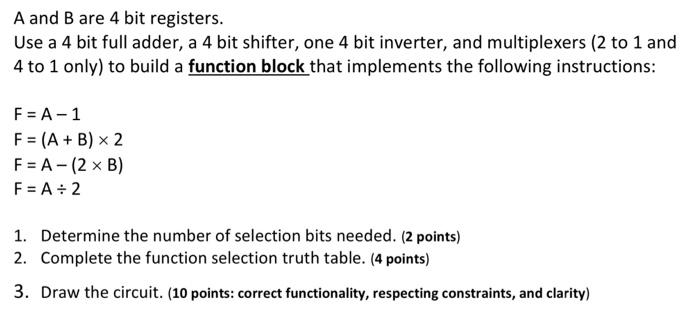 Solved A and B are 4 bit registers. Use a 4 bit full adder, | Chegg.com