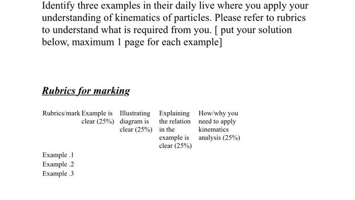 Identify three examples in their daily live where you | Chegg.com