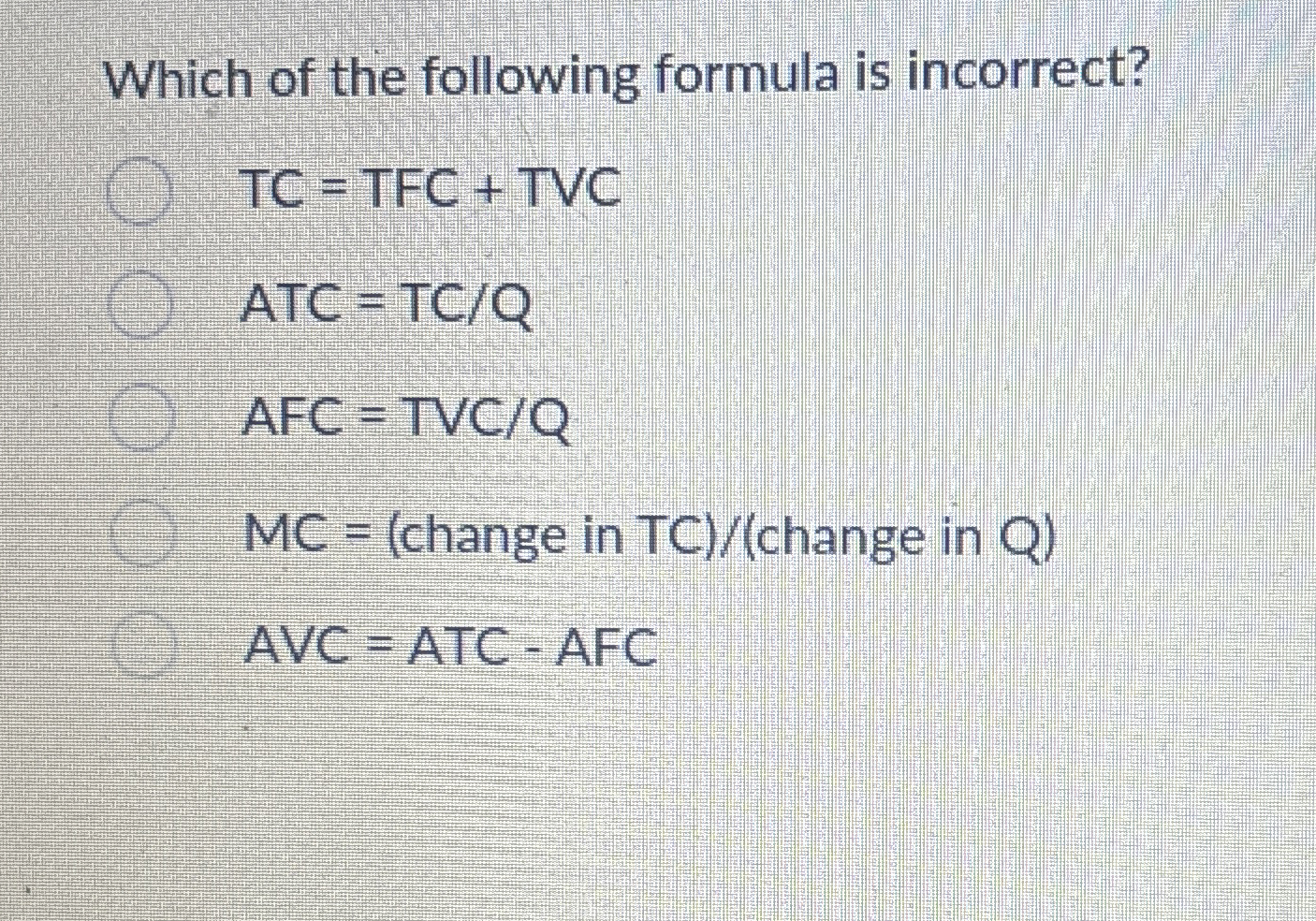 Solved Which of the following formula is | Chegg.com