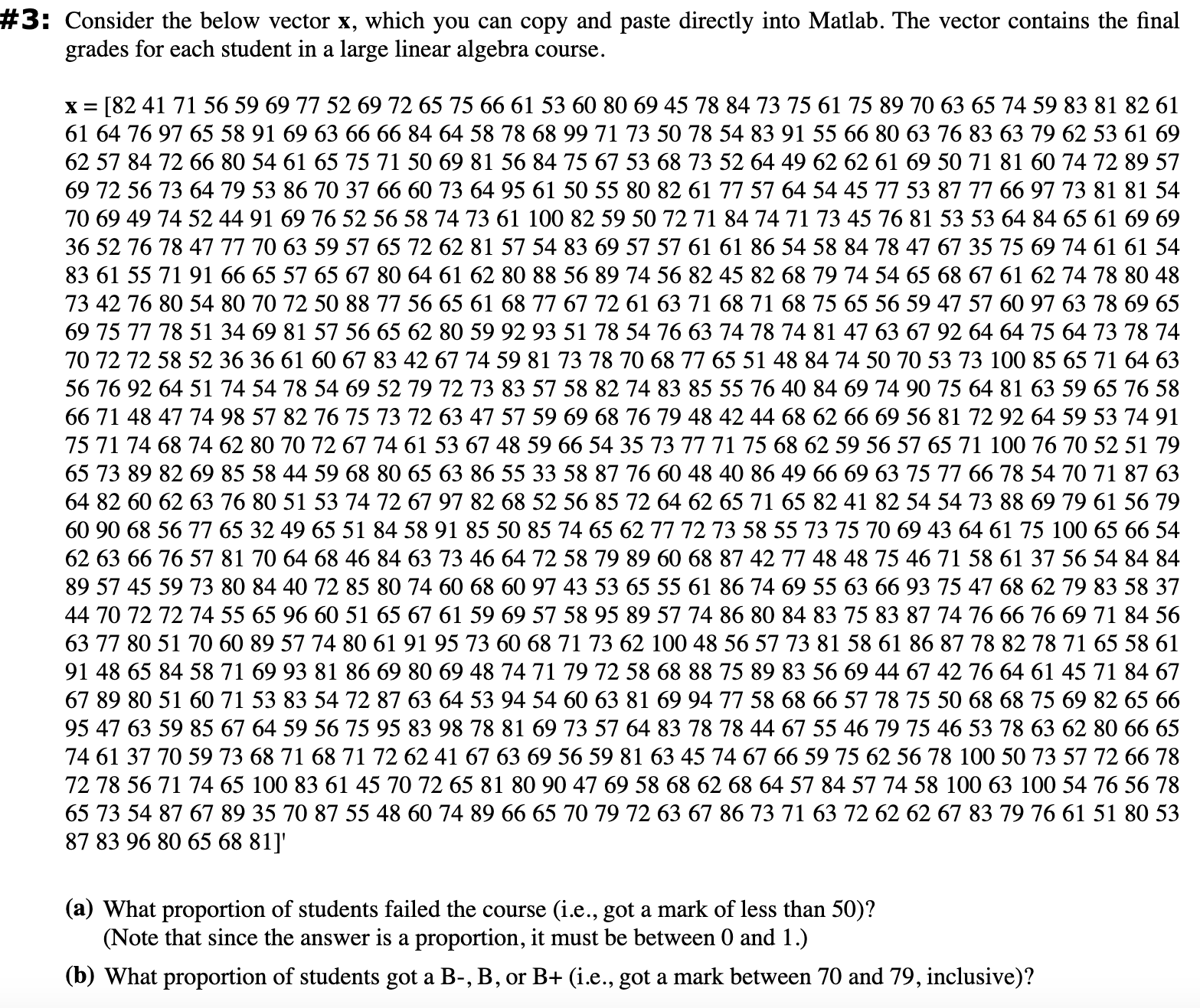 Solved Solve with math lab #3: Consider the below vector x, | Chegg.com