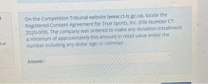 Solved On the Competition Tribunal website | Chegg.com