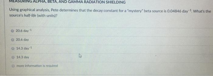 Solved ASURING ALPHA, BETA, AND GAMMA RADIATION SHIELDING | Chegg.com