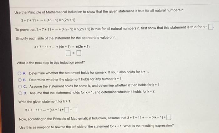 Solved Use the Principle of Mathematical Induction to show | Chegg.com