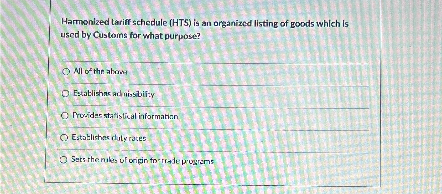 Solved Harmonized tariff schedule (HTS) ﻿is an organized | Chegg.com