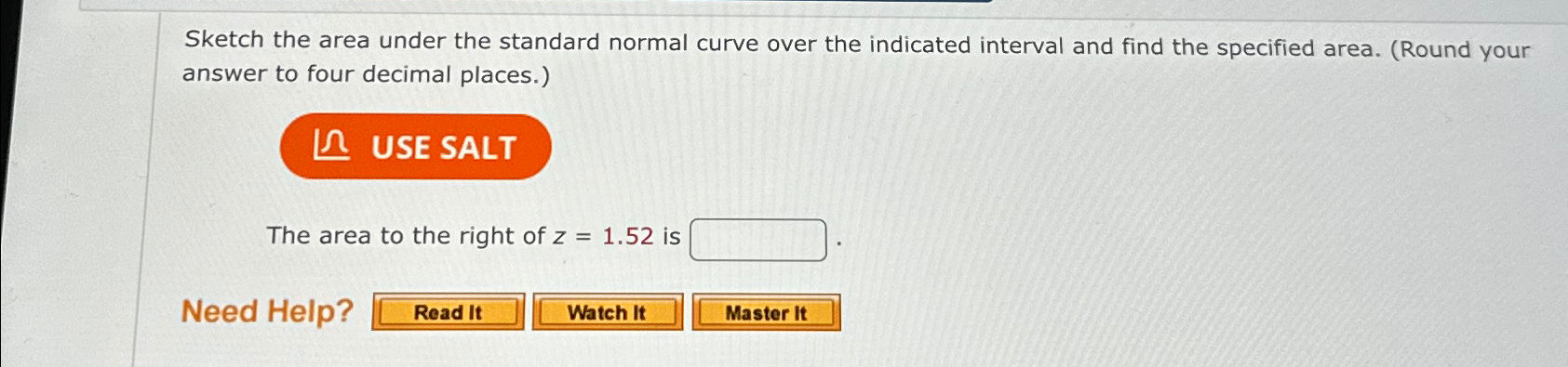 Solved Sketch the area under the standard normal curve over | Chegg.com