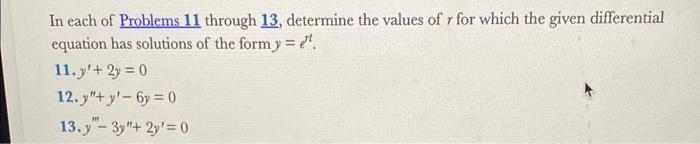 Solved In each of Problems 11 through 13, determine the | Chegg.com