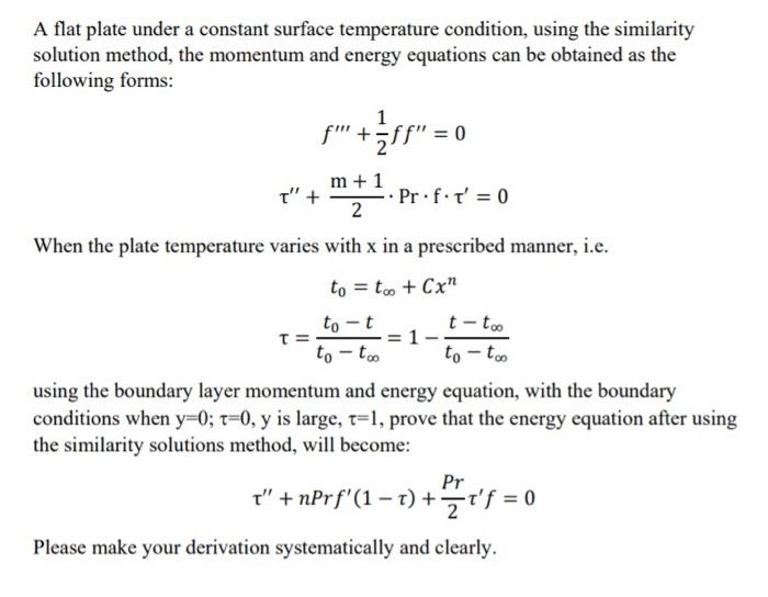 Solved A flat plate under a constant surface temperature | Chegg.com