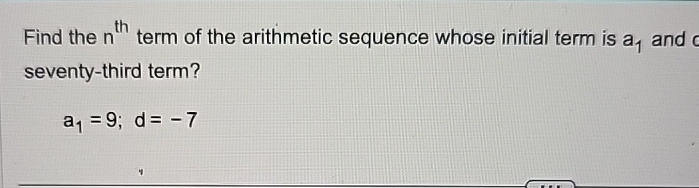 Solved Find the nth ﻿term of the arithmetic sequence whose | Chegg.com