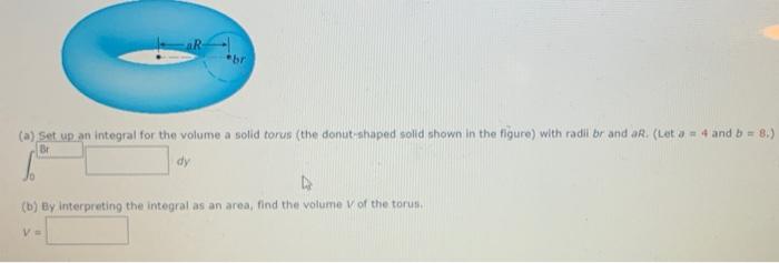 Solved (a) Set up an integral for the volume a solid torus | Chegg.com