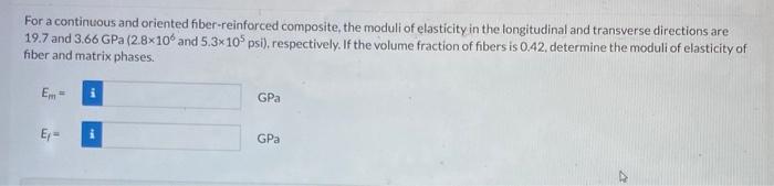 Solved For a continuous and oriented fiber-reinforced | Chegg.com