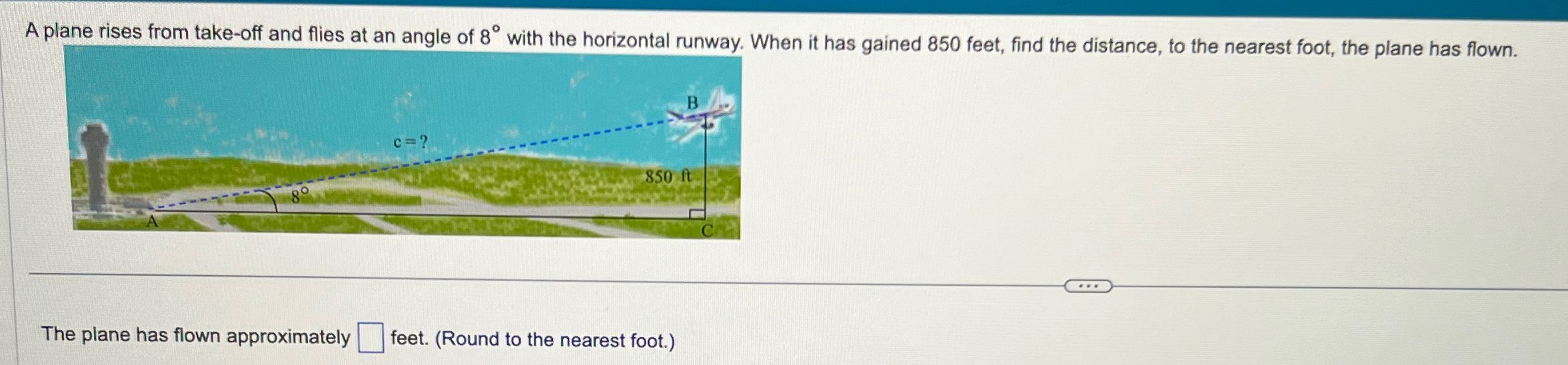 Solved A plane rises from take-off and flies at an angle of | Chegg.com