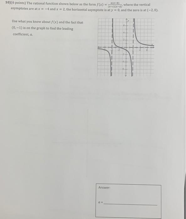 Solved 10) (6 points) The rational function shown below as | Chegg.com