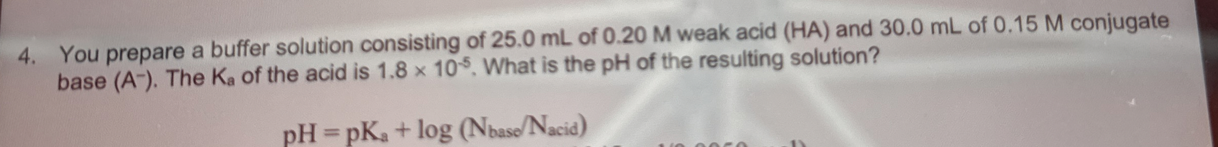 Solved You prepare a buffer solution consisting of 25.0 ﻿mL | Chegg.com