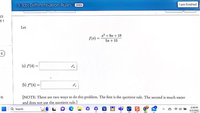 Solved If f(x)=6x+62x+7, find f′ f′(x)= Answers (in | Chegg.com