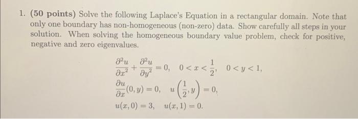 Solved 1. (50 points) Solve the following Laplace's Equation | Chegg.com