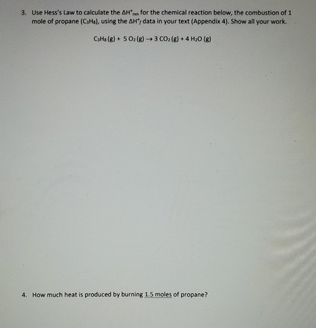 Solved 3 Use Hesss Law To Calculate The Ahrxn For The