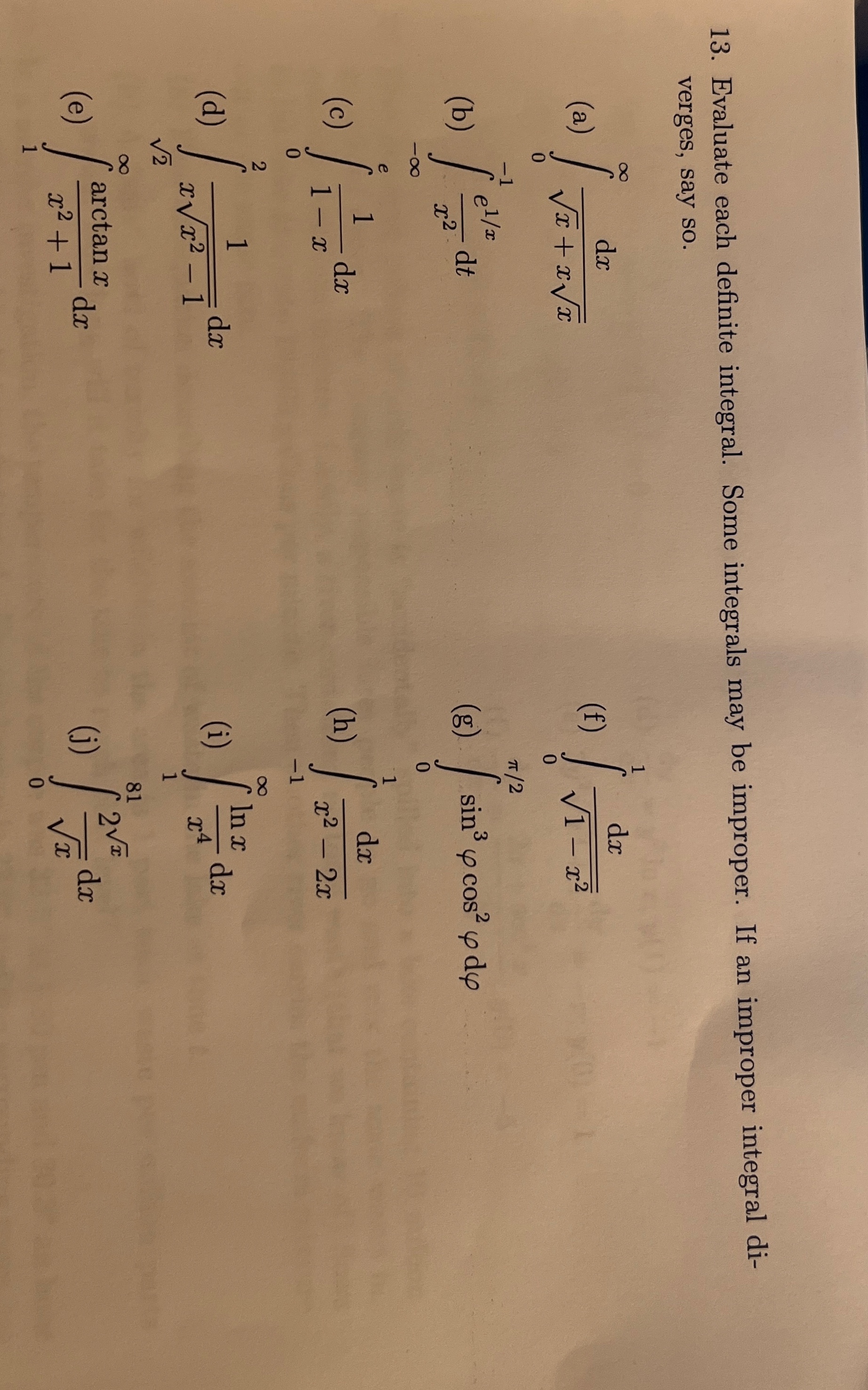 Solved Evaluate each definite integral. Some integrals may | Chegg.com