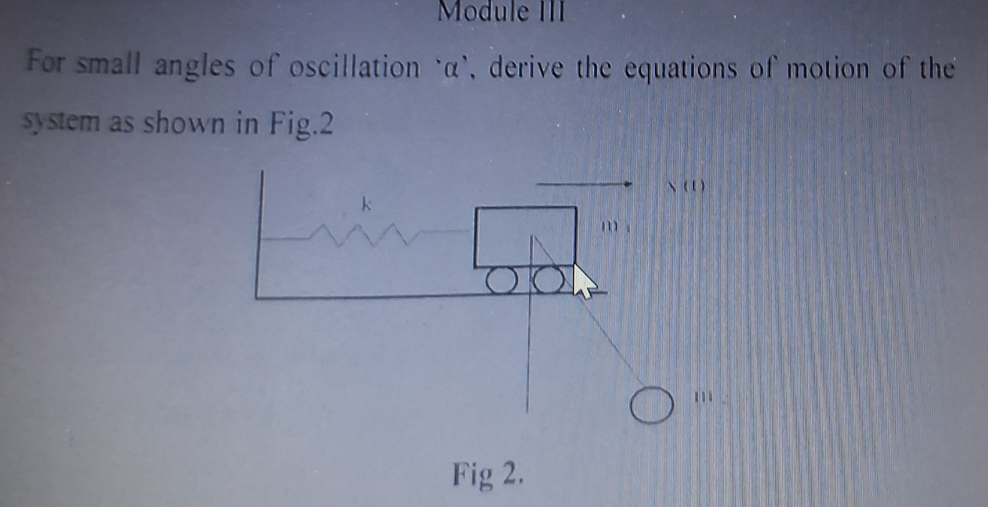 Solved Module IIIFor small angles of oscillation ' α ', | Chegg.com