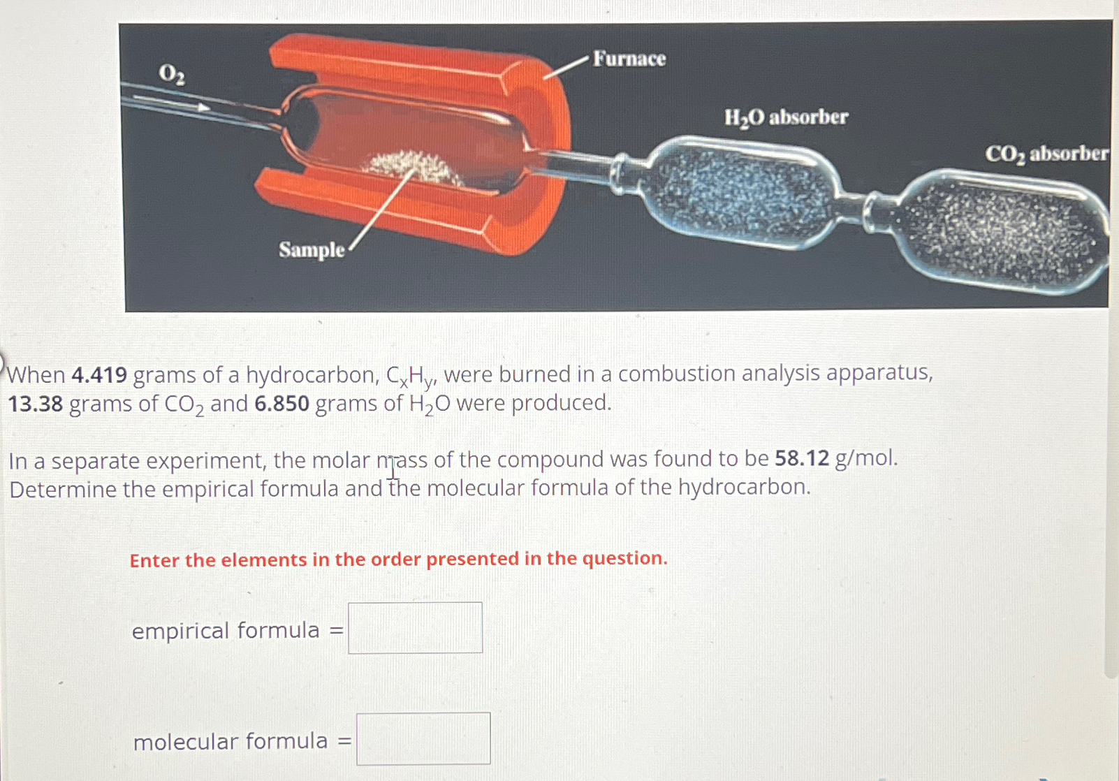 Solved When 4.419 ﻿grams of a hydrocarbon, CxHy, ﻿were | Chegg.com