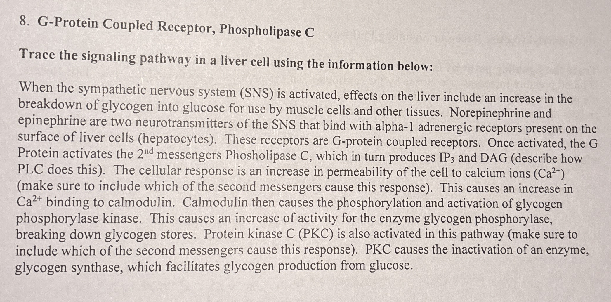 Solved G-Protein Coupled Receptor, Phospholipase CTrace the | Chegg.com