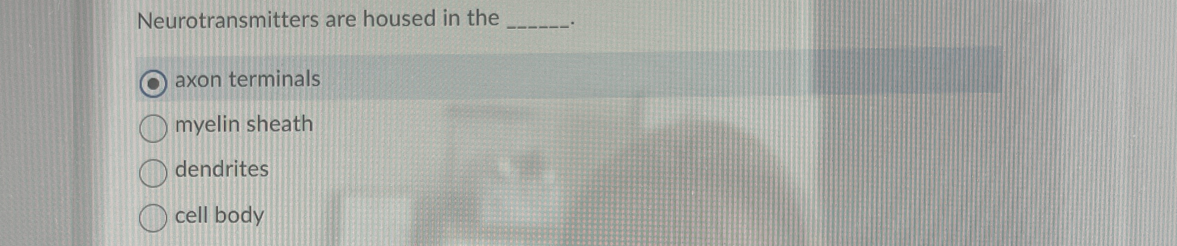 Solved Neurotransmitters are housed in theaxon | Chegg.com