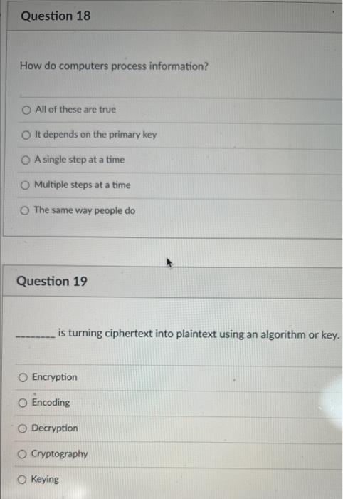 Solved How do computers process information? All of these | Chegg.com