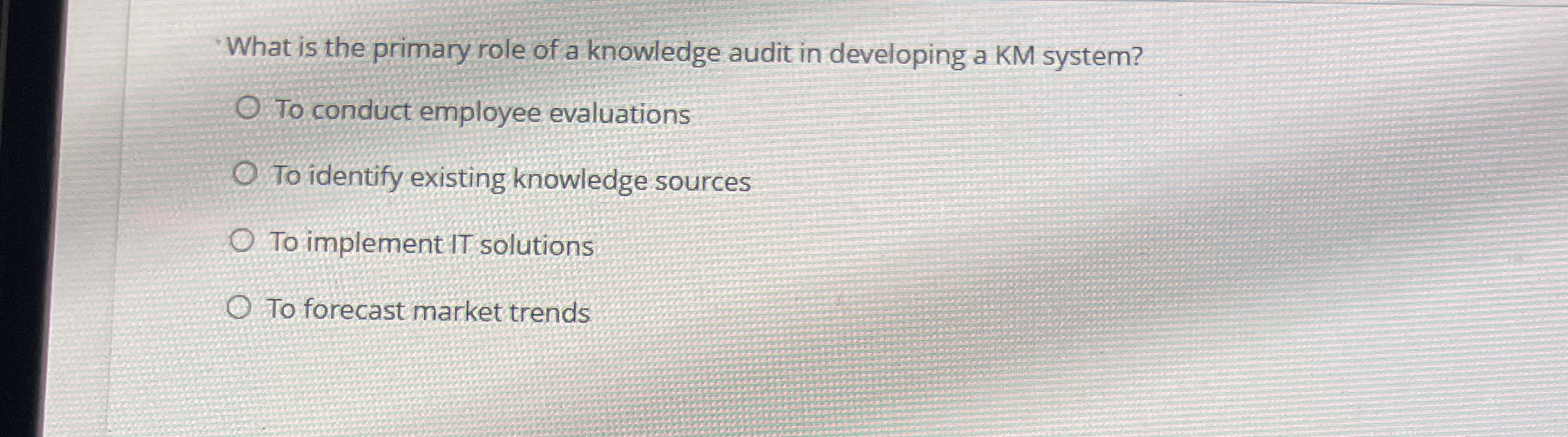 Solved What is the primary role of a knowledge audit in | Chegg.com