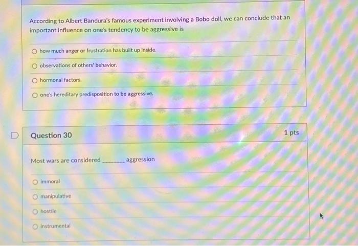 Solved According to Albert Bandura's famous experiment | Chegg.com