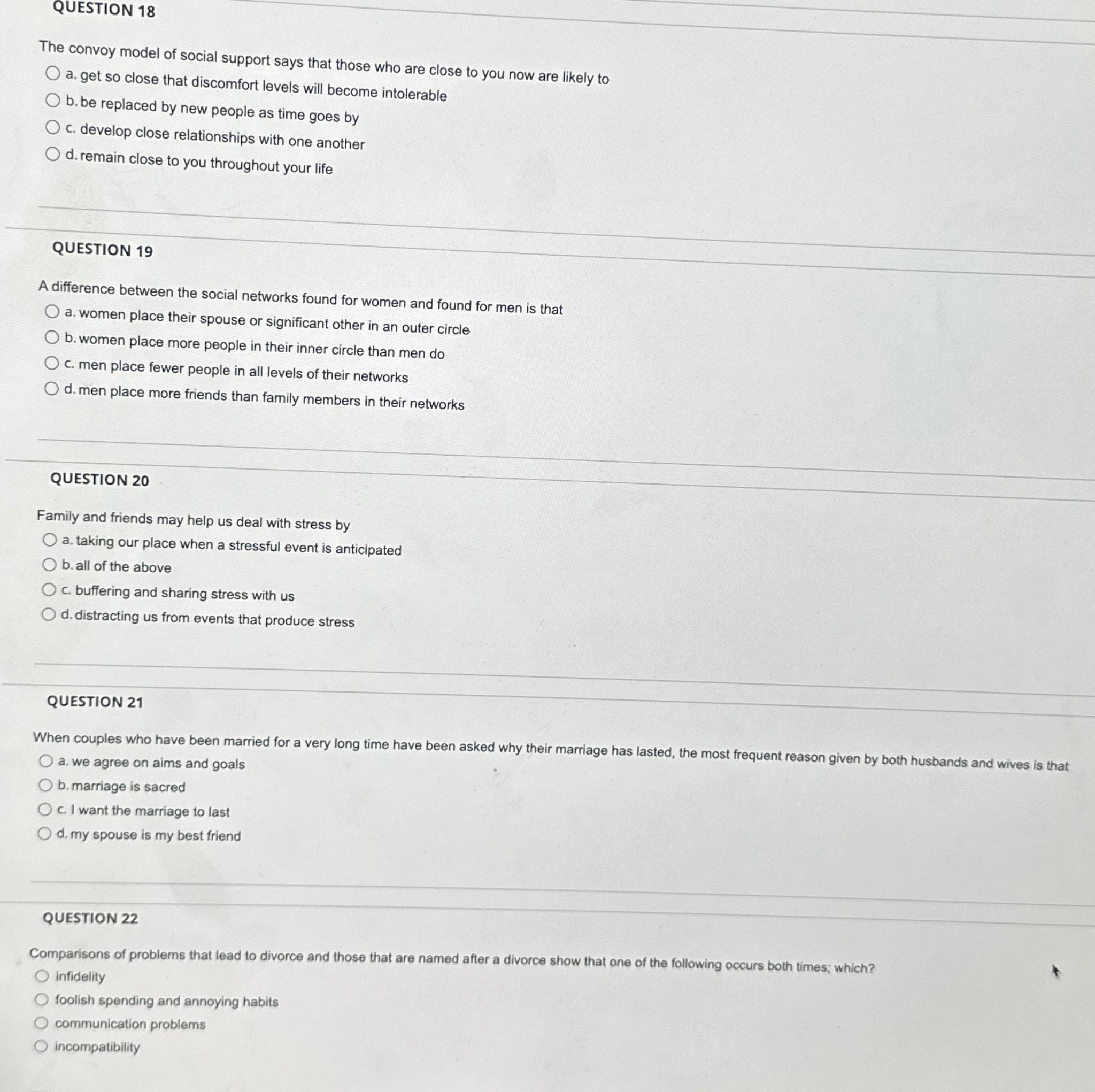 Solved QUESTION 18The convoy model of social support says | Chegg.com
