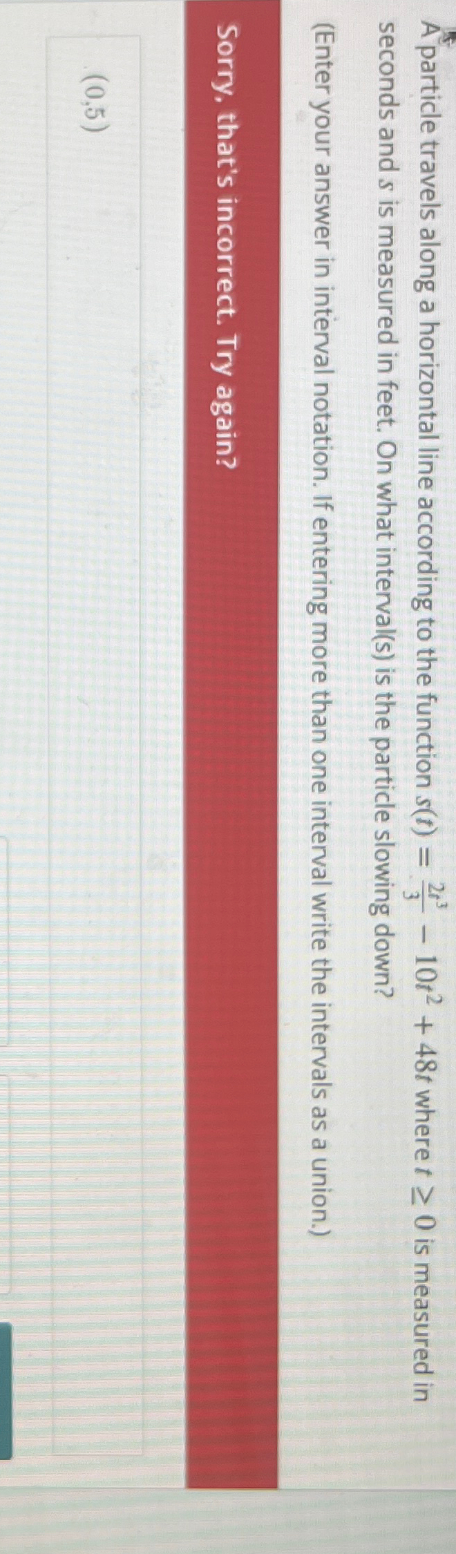 Solved A5 ﻿particle travels along a horizontal line | Chegg.com