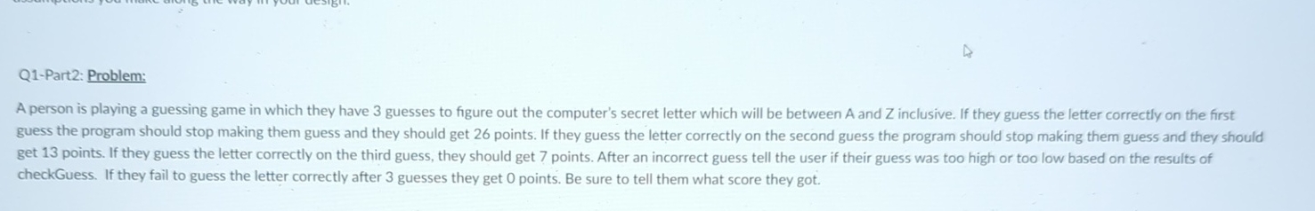 Solved Q1-Part2: Problem:A person is playing a guessing game | Chegg.com
