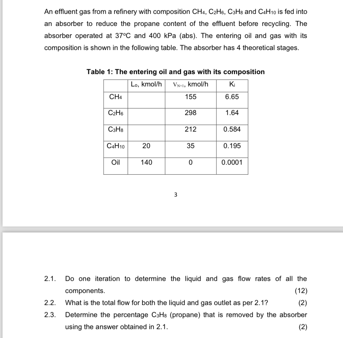 Solved An effluent gas from a refinery with composition | Chegg.com