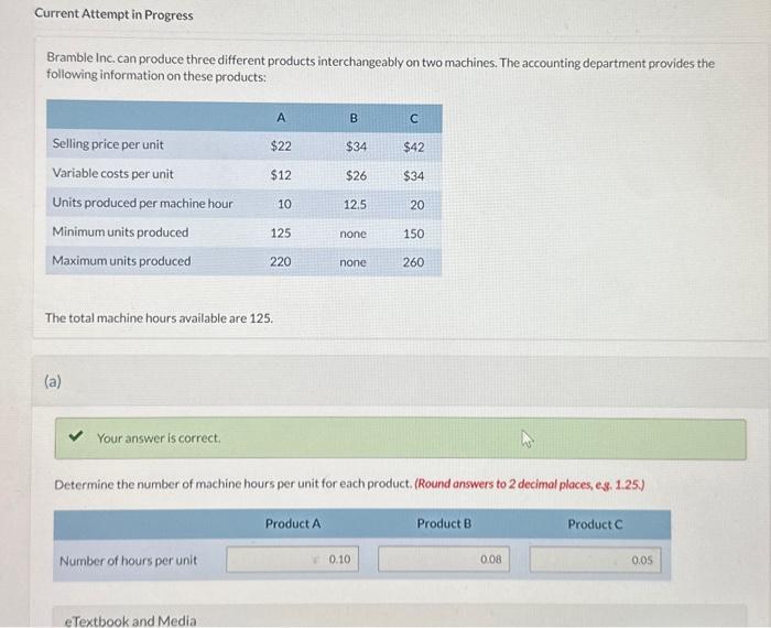 Solved Current Attempt in Progress Bramble Inc. can produce | Chegg.com
