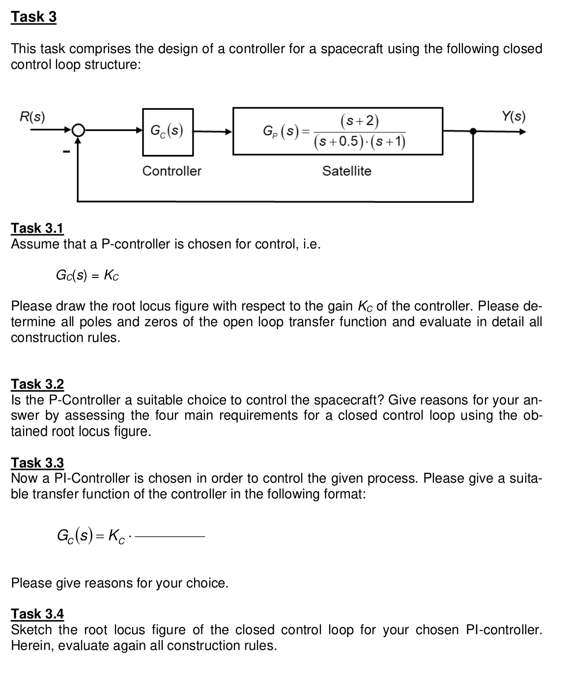 Solved Task 3This task comprises the design of a controller | Chegg.com