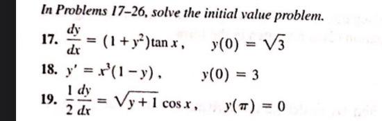 Solved In Problems 17 26 Solve The Initial Value Problem 3158