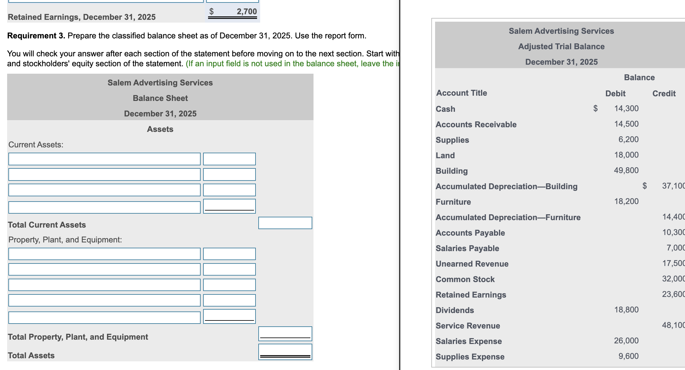Solved Requirement 3. ﻿Prepare the classified balance sheet | Chegg.com