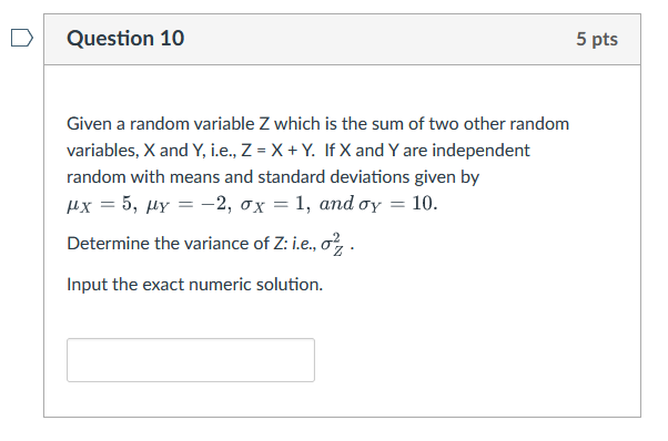 Solved Question 10Given a random variable Z ﻿which is the | Chegg.com